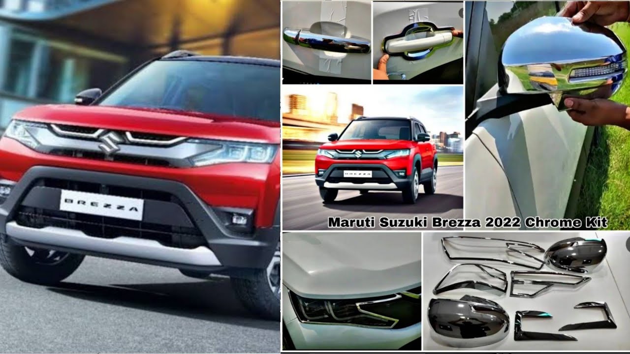 BREZZA 2022 All Modified Accessories Chrome Kit & Door Visor Full ...