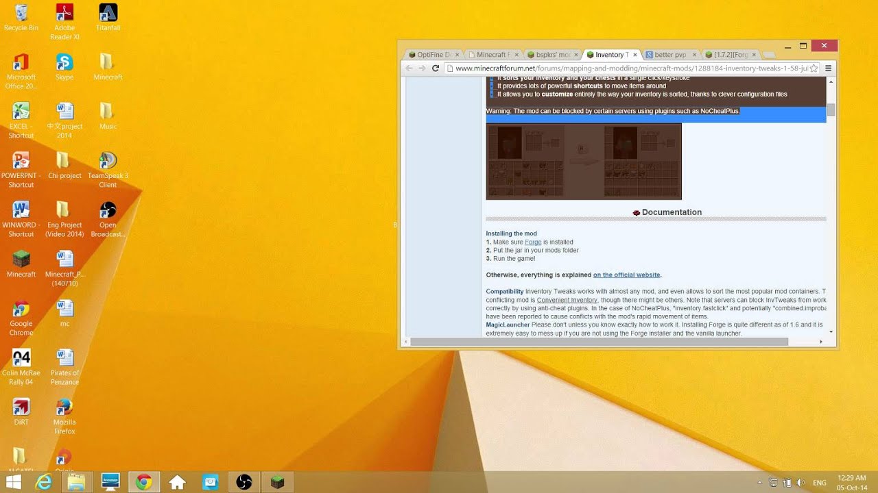 五個Minecraft PvP必備MOD!!! (optifine,armorstatusHUD,effectstatusHUD,better ...