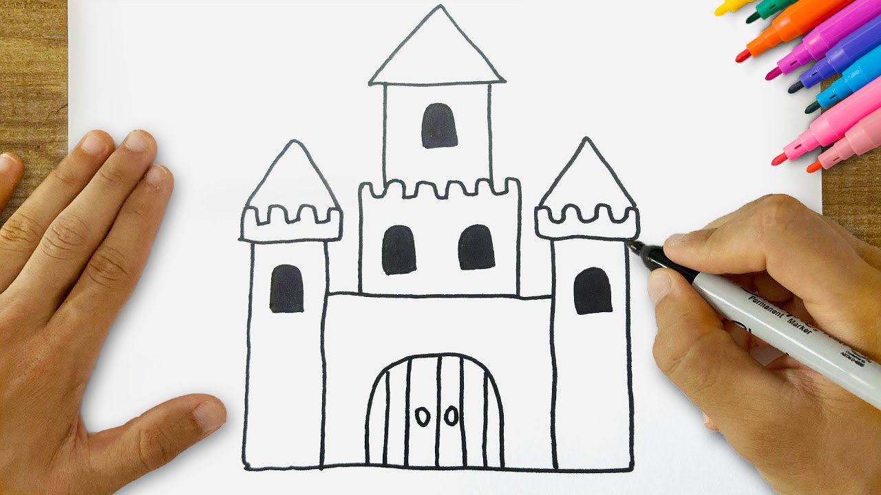 How to Draw a Castle? Very Easy Castle Drawing - Step by Step Easy ...