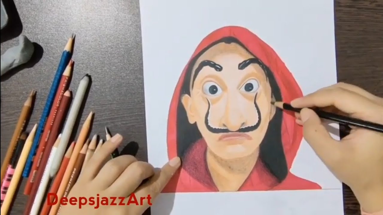 Part-2 Money heist mask Drawing- Dali mask Drawing- money Heist mask ...