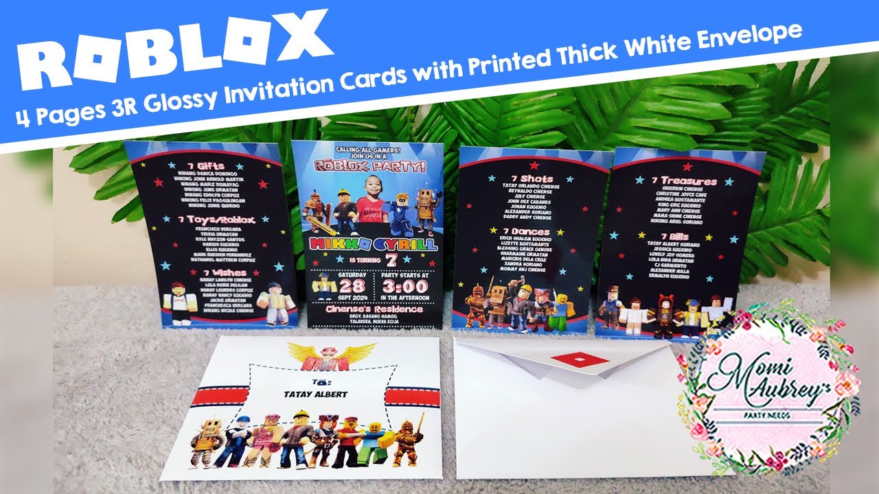 Roblox Theme 4 Pages 3R Glossy Invitation Cards with Printed Thick ...