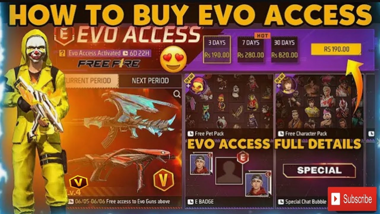 FREE FIRE EVO ACCESS | HOW TO BUY EVO ACCESS IN FREE FIRE | EVO ACCESS ...