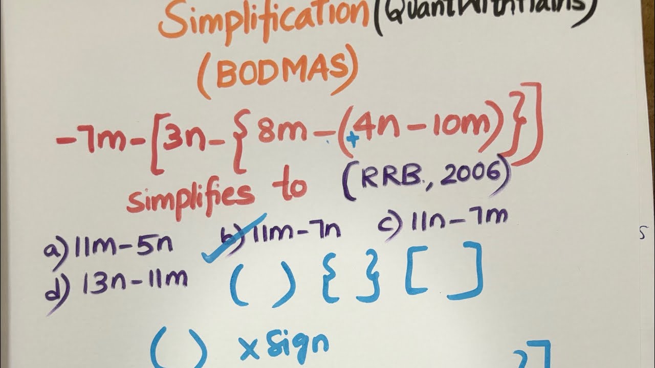 Simplification (BODMAS) - YouTube
