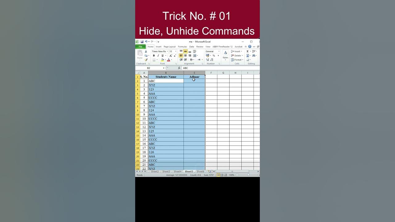 Excel Tricks and Tips | Hide unhide shortcut keys | Hide unhide commands Trick-1 - YouTube