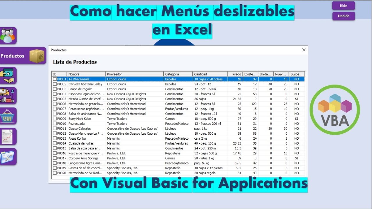 Menu Deslizable En Excel Vba Youtube