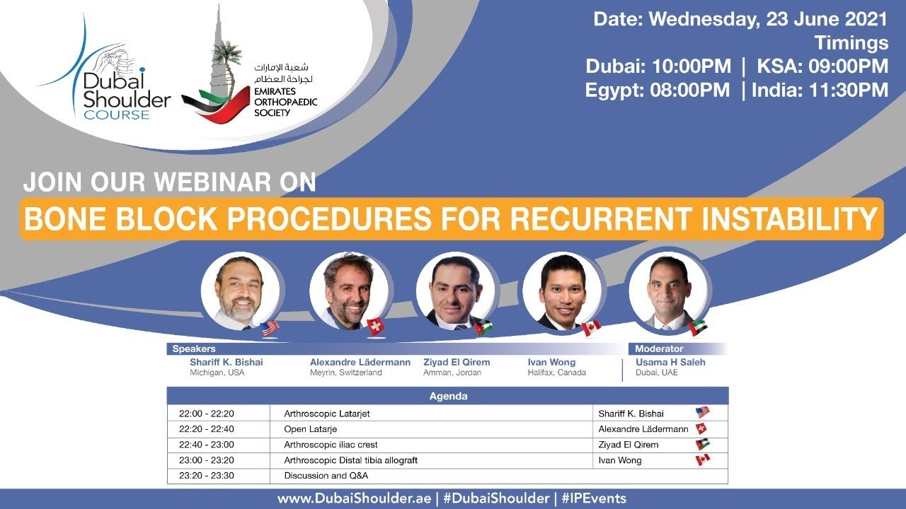 BONE BLOCK PROCEDURES FOR RECURRENT INSTABILITY - Emirates Orthopaedic ...