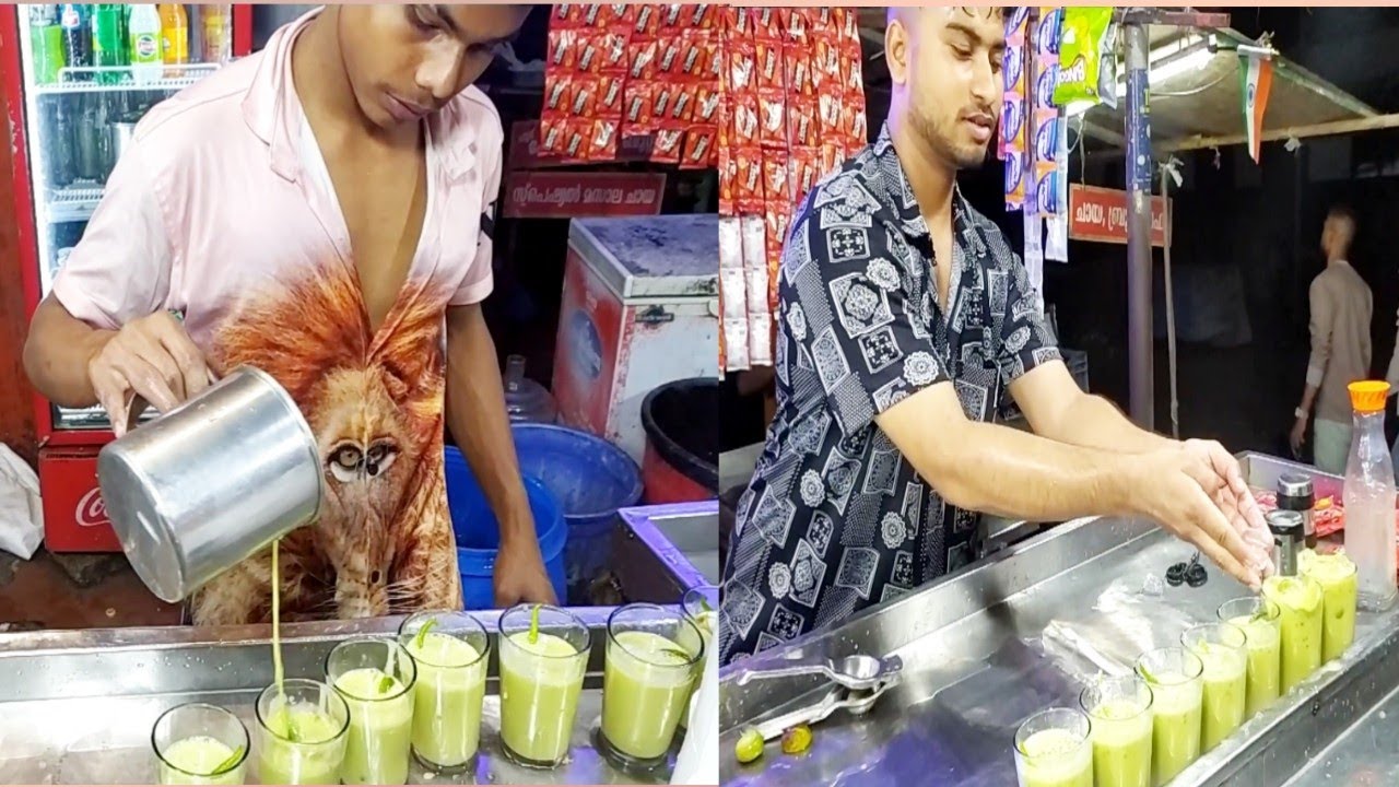 Amazing KULUKKI SARBATH | Refreshing green mango chilly 7 glass ...