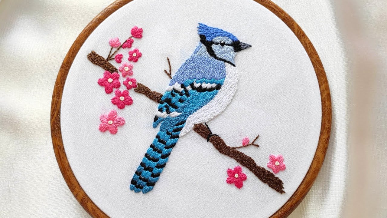 Blue Jay | Bird embroidery designs | Hand embroidery needle painting ...