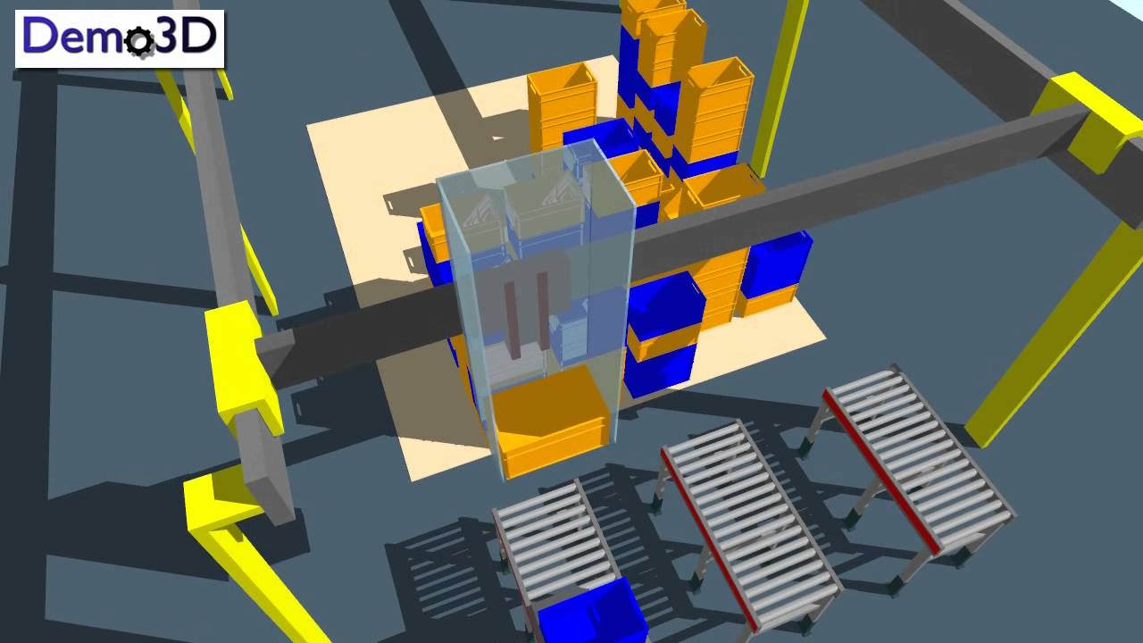 Demo3D Gantry Tote Stacker - YouTube