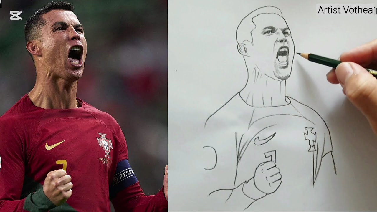 Step-by-Step Pencil Drawing Cristiano Ronaldo Tutorial - YouTube