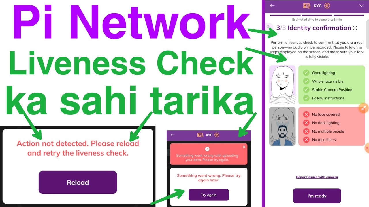 Pi network kyc liveness check dene ka Sahi tarika live video proof as demo - YouTube