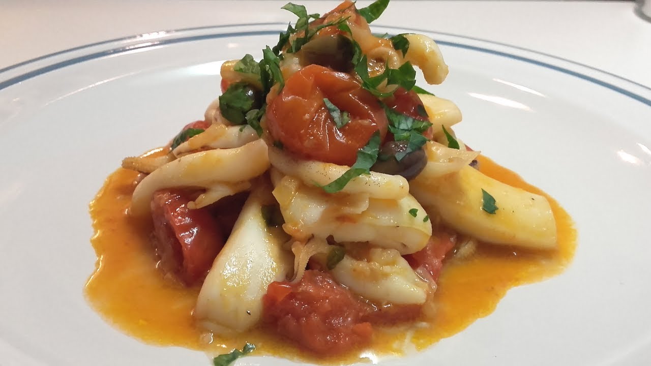 Seppia con pomodorini e olive - YouTube