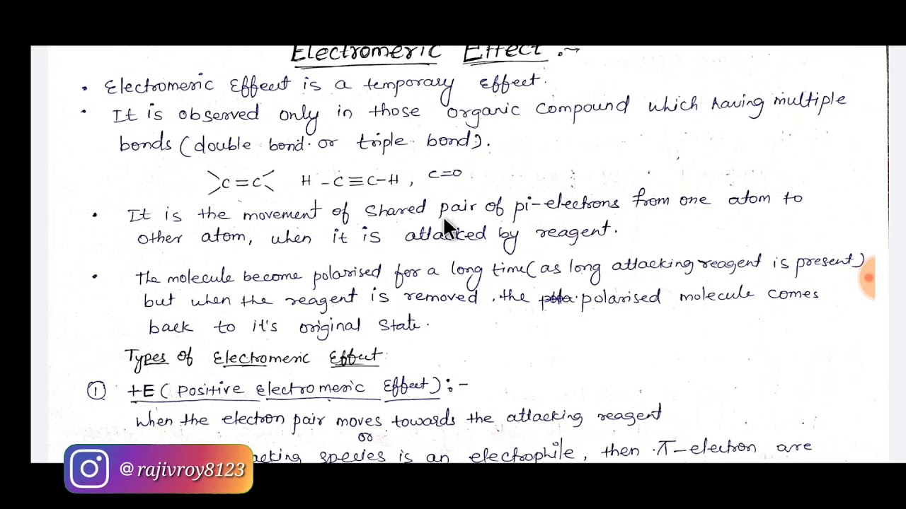 Electromeric effect CARBONYL COMPOUNDS ORGANIC CHEMISTRY - YouTube