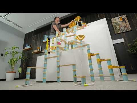 We built a mega bamboo Marble Run!