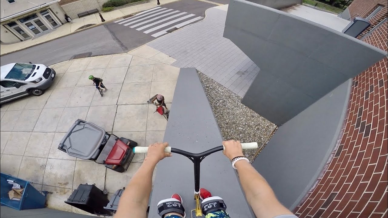 RIDING DOWN 20 FOOT MEGA RAMP STREET SPOT! - YouTube