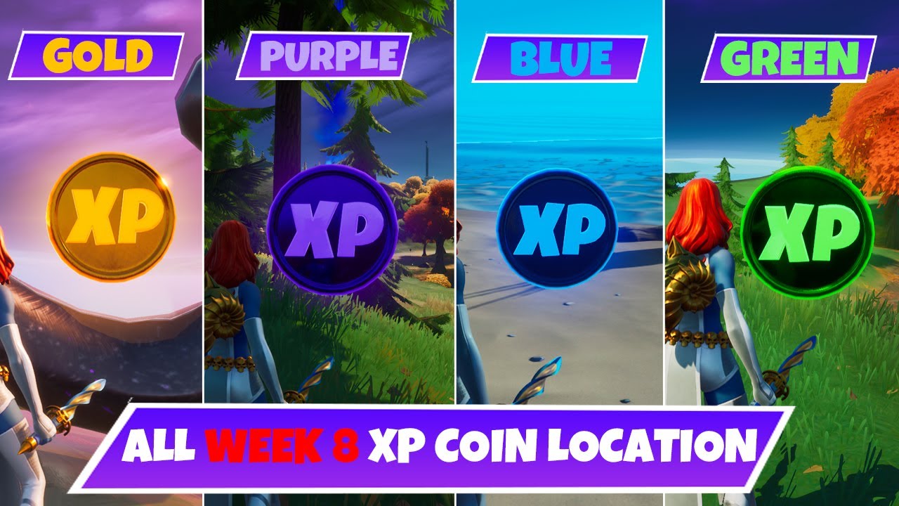 *NEW* All Week 8 Xp coins location in Fortnite Chapter 2 Season 4 (Gold ...