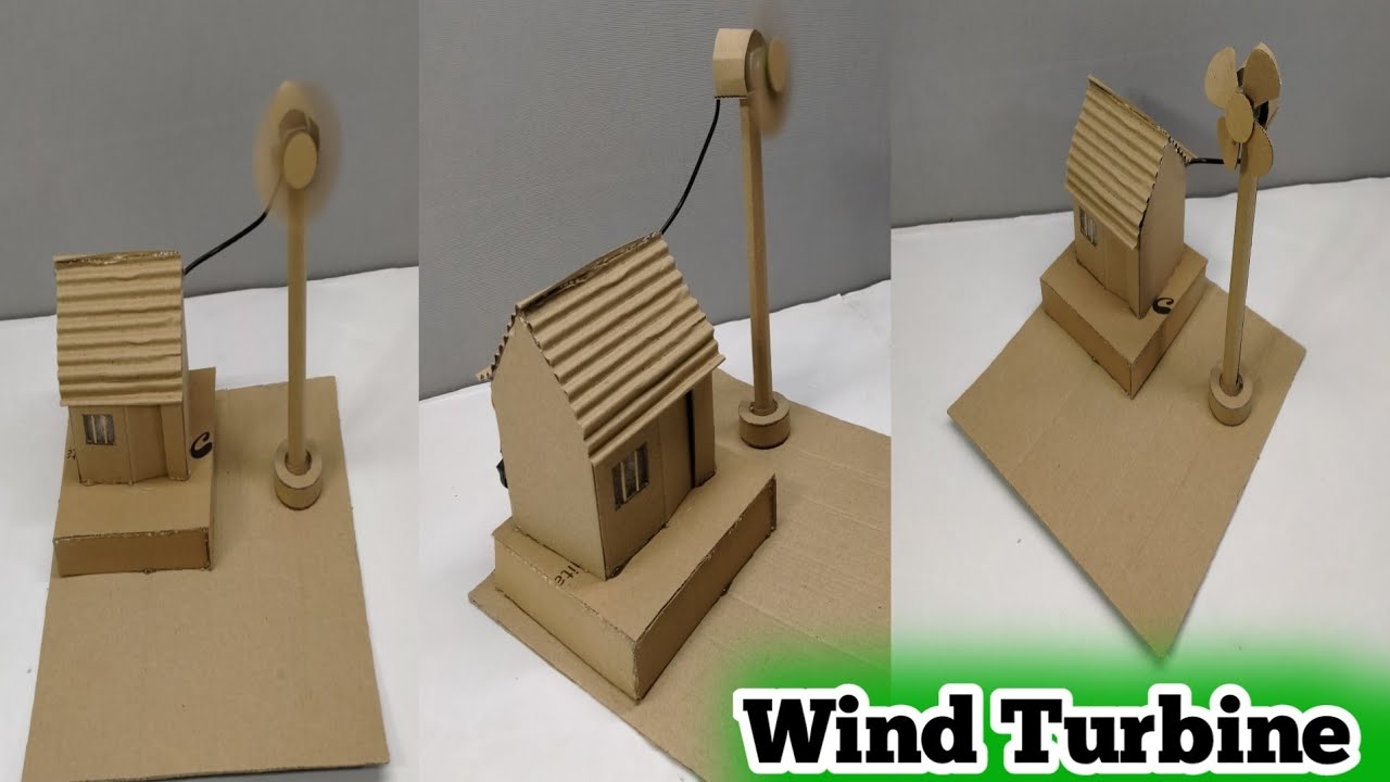 How to make working model of wind Turbine with cardboard ।। DIY Project ...