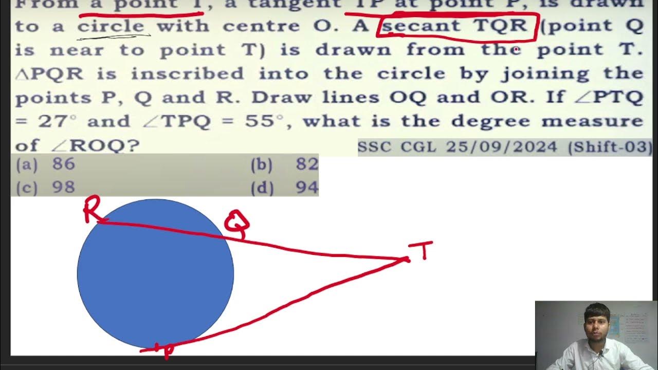 point T tangent TP drawn secant TQR. PQR joining the points P Q R Draw OQ, OR PTQ=27 TPQ = 55 ...