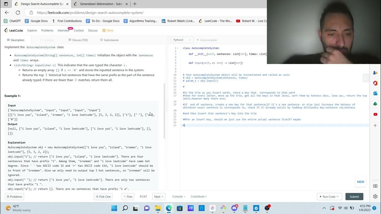 Leetcode Hard 642 Design Search Autocomplete System Youtube