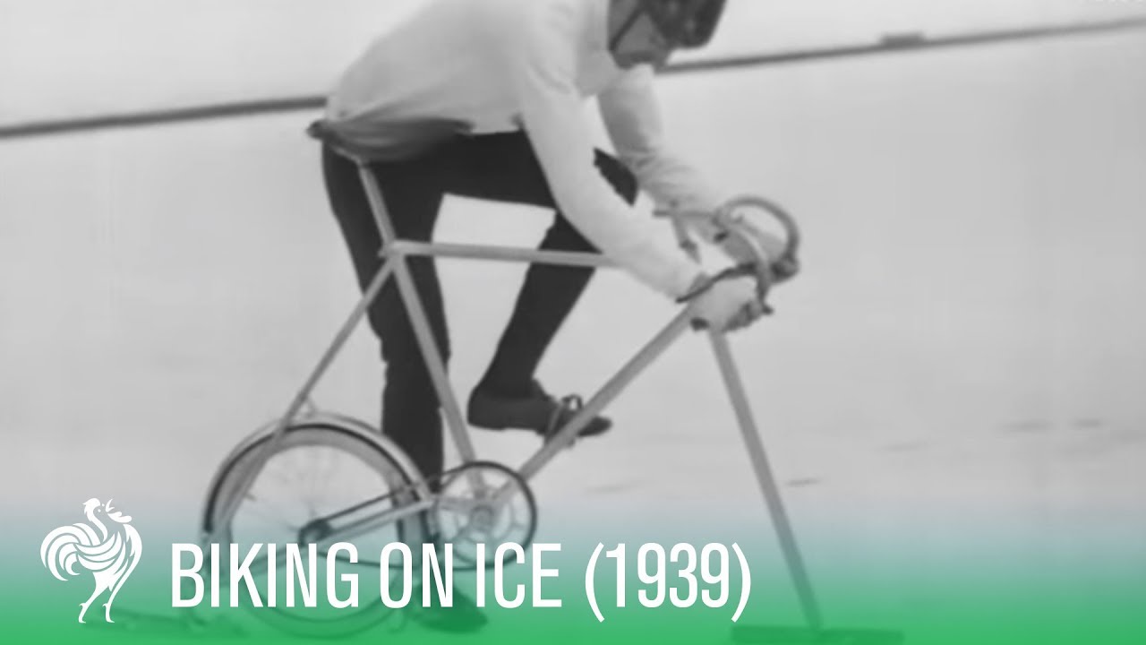 Man Invents Icycling: Bicycling On Ice (1939) | Sporting History - YouTube