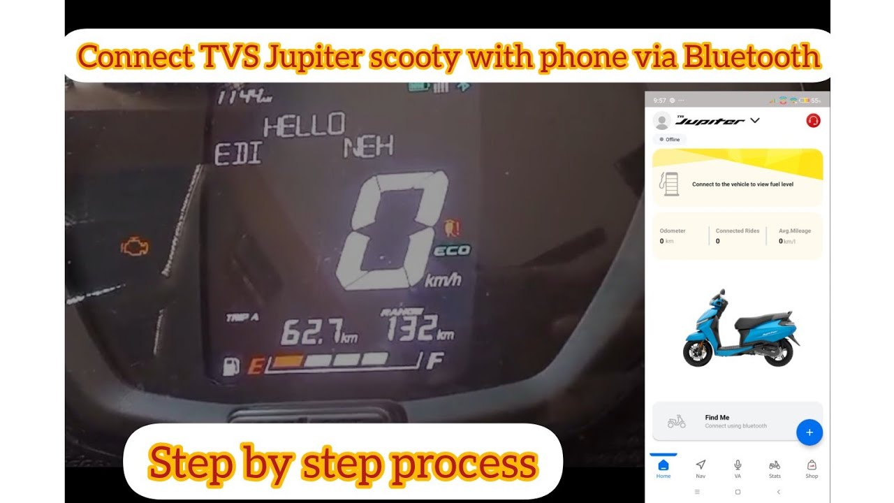 How to connect TVS Jupiter Scooty with Mobile via Bluetooth||TVS ...