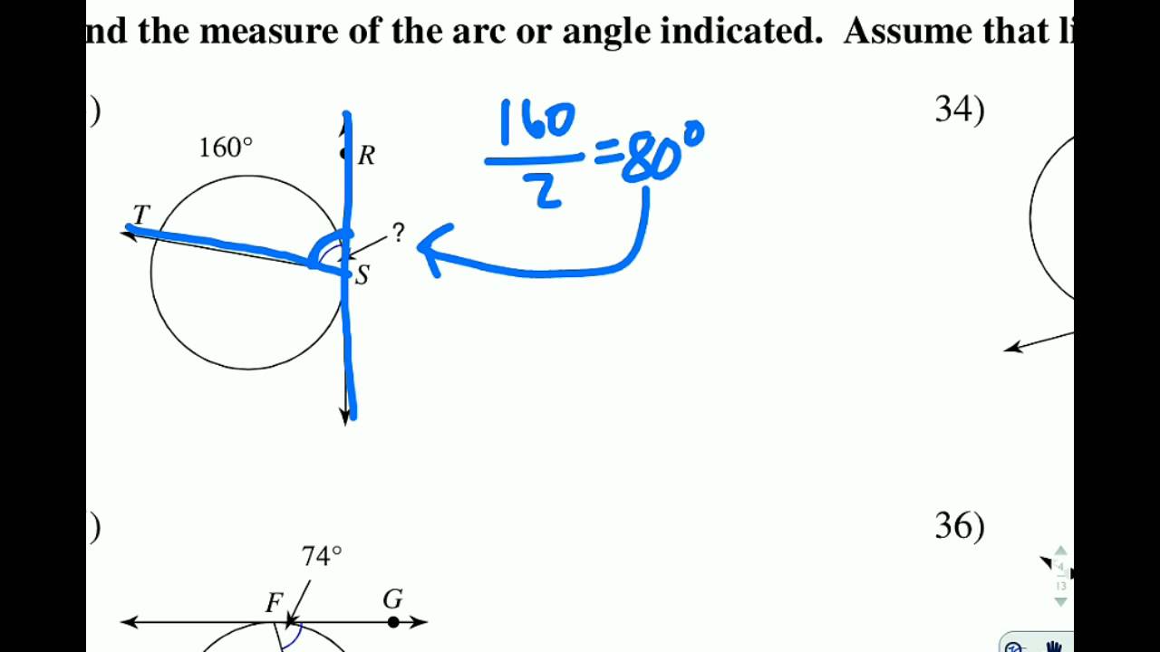 Circles 1D tangent and inscribed angles - YouTube