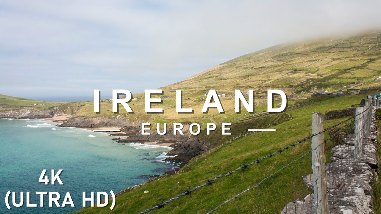 FLYING OVER IRELAND (4K UHD) - Relaxin Piano Music with Beautiful ...