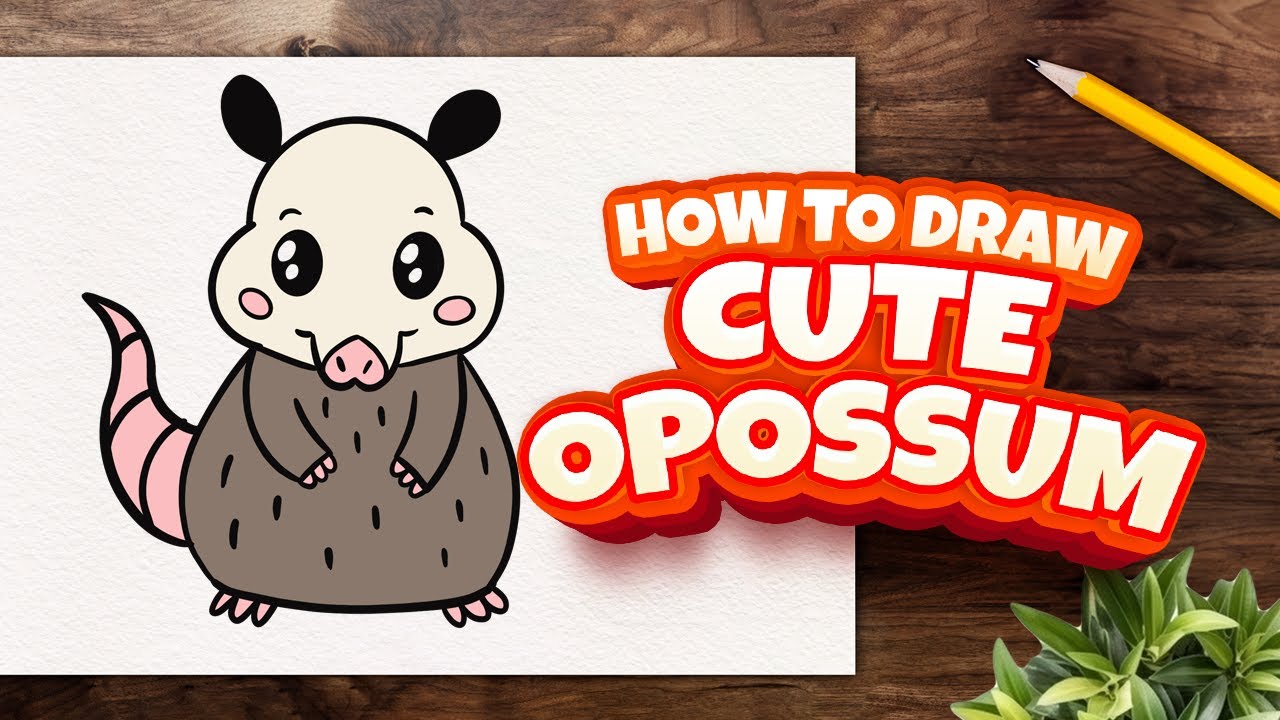 How to draw cute opossum * easy step by step * - YouTube