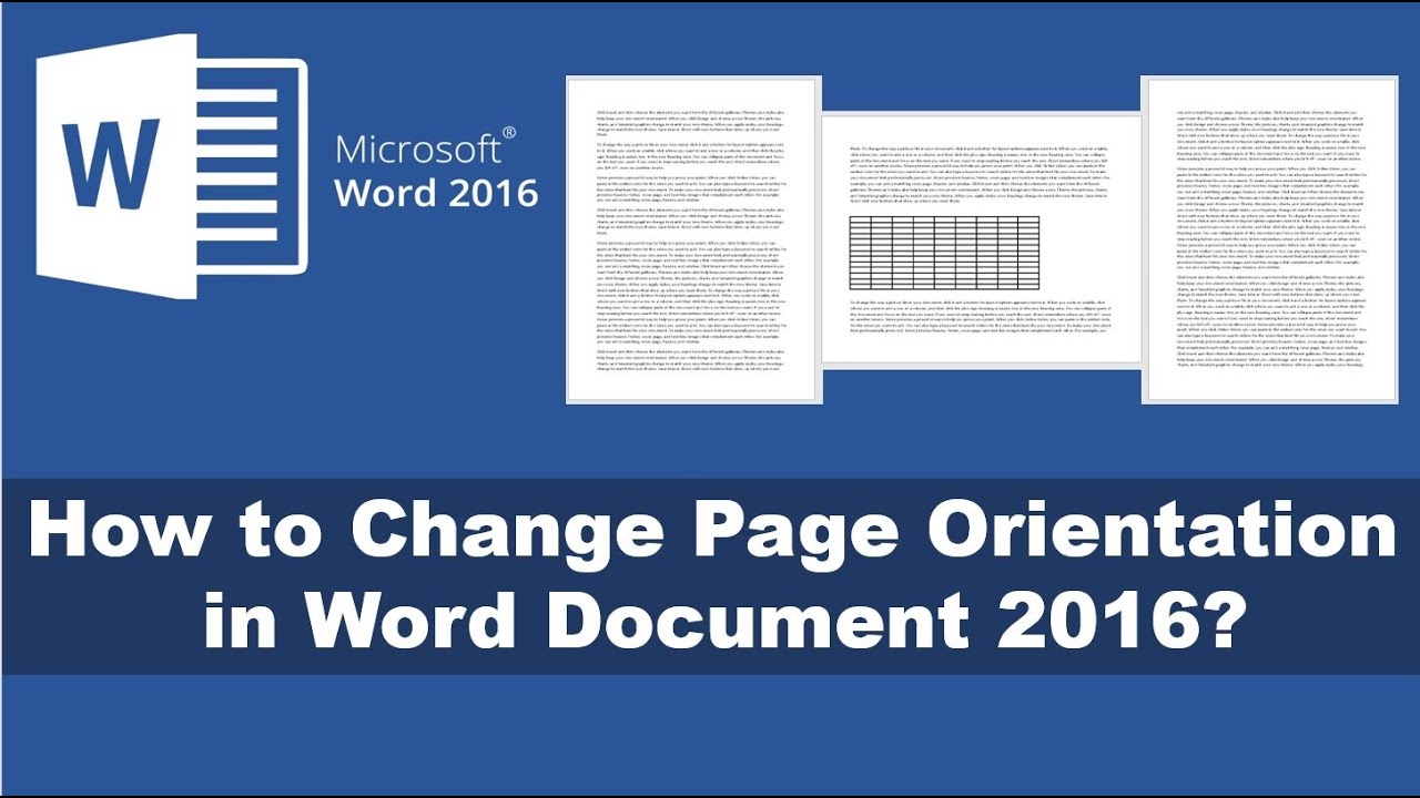 How To Change Page Orientation In Word Document 2016 YouTube How To Change Page Orientation In Word Document 2016 YouTube