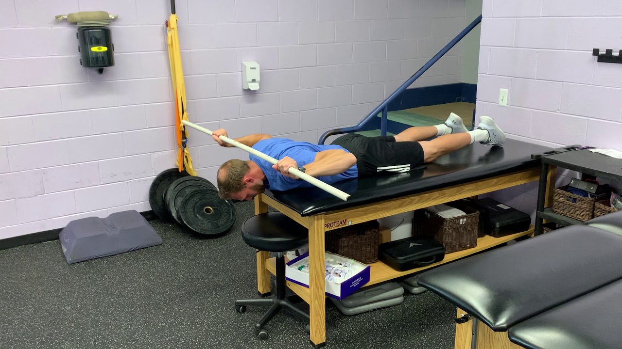 Prone PVC Behind the Neck Press - YouTube