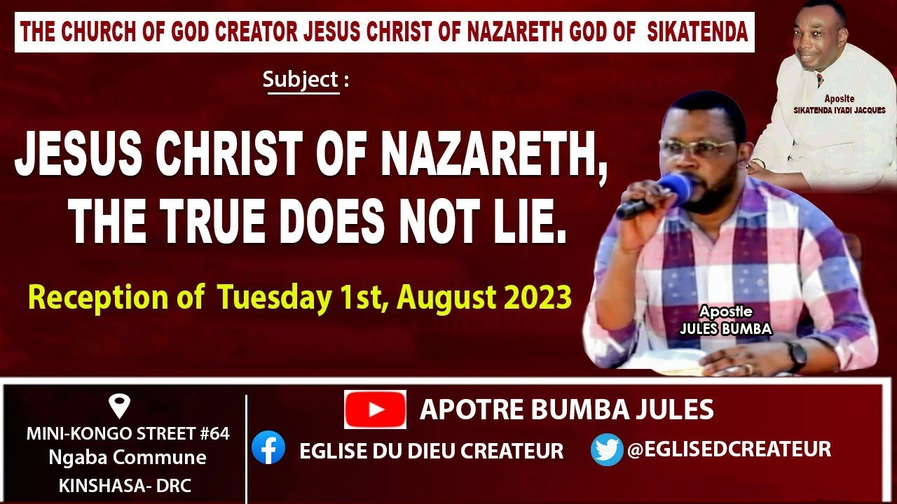 THE TRUE JESUS CHRIST OF NAZARETH, DOES NOT LIE. Reception of Tuesday ...