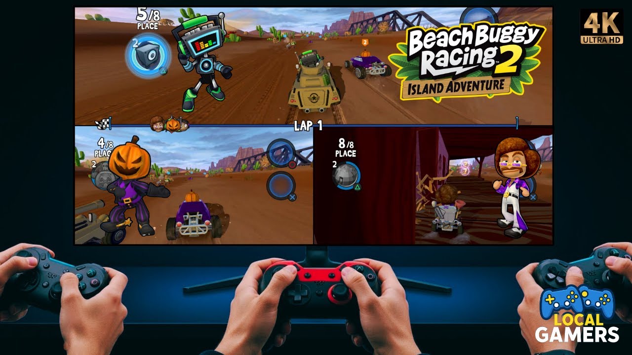 3 Player Split Screen | Non Stop Fun in Beach Buggy Racing 2 (PS5 ...