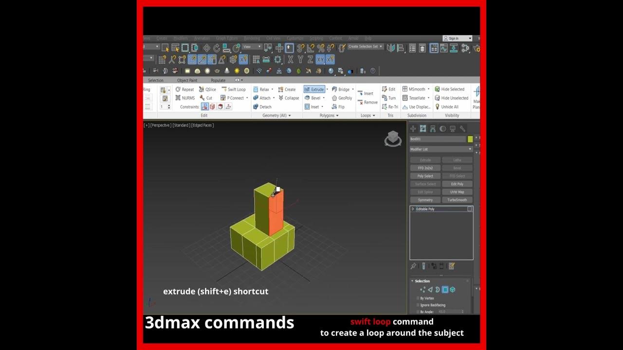 swift loop + extrude command 3dmax - YouTube