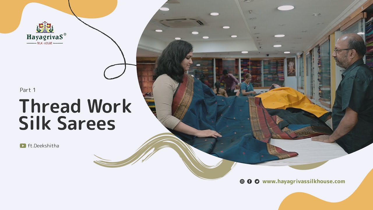 Hayagrivas Pure Silk Thread Work Kanchipuram Silk Saree Collection | Shopping Vlog | No Zari ...