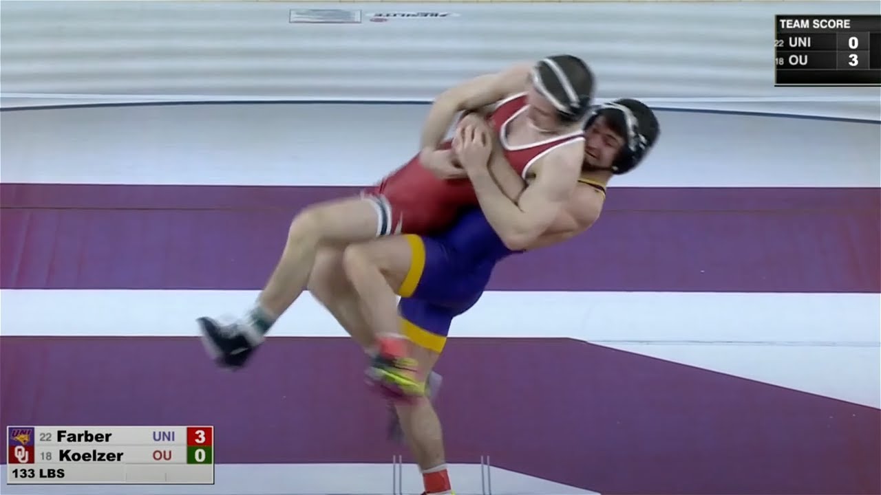 133lbs Julian Farber (UNI) vs Jace Koelzer (OU) - YouTube