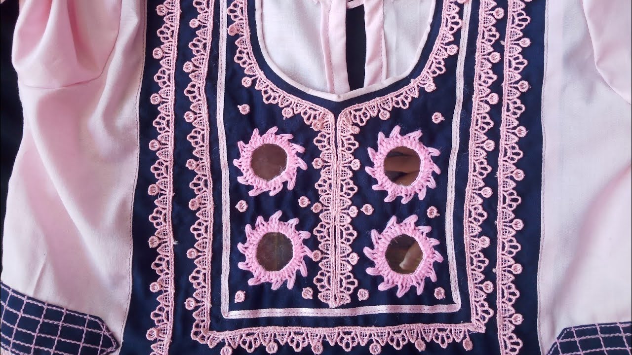 Mirror Work Hand Embroidery// Neck Design@uroojart - YouTube