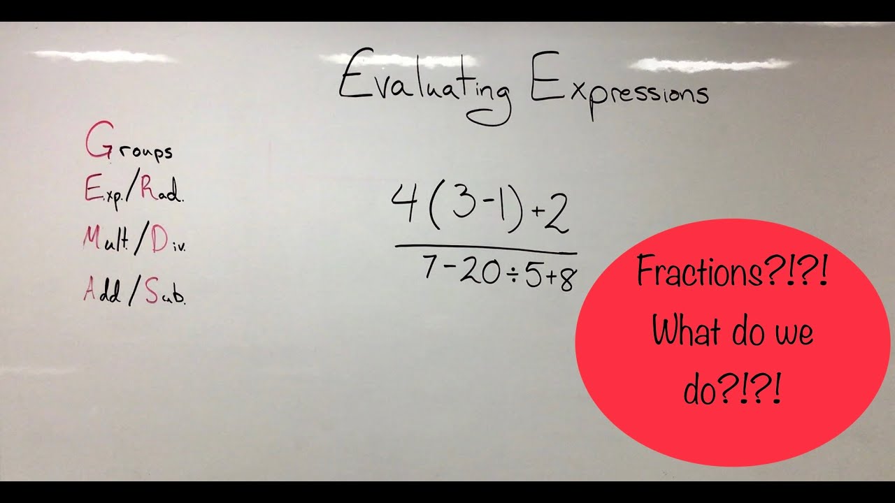 Evaluating Expressions in Fraction Form using Order of Operations - YouTube
