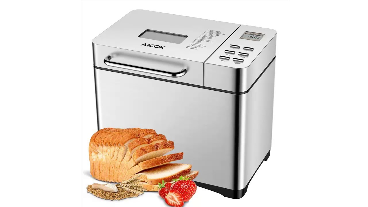 Brotbackautomat, Aicok 650W Backmeister Edelstahl mit 19 Programme ...