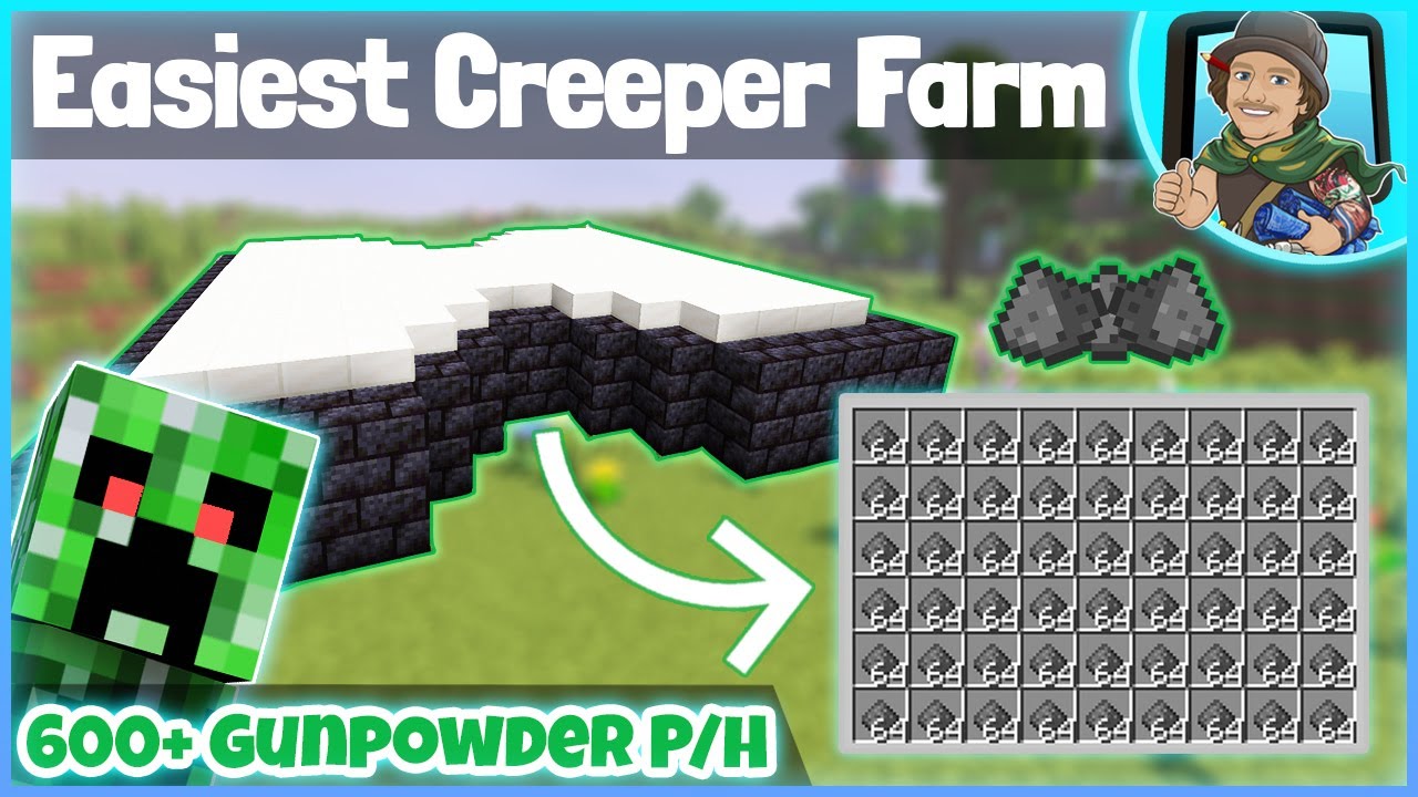 Minecraft EASIEST Starter Creeper Farm Tutorial! 1.17+ (600+ Gunpowder ...