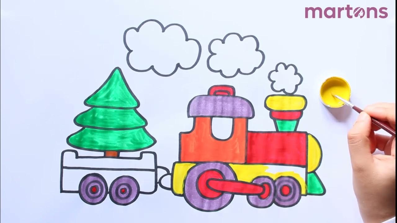 How To Draw A Christmas Train Drawing, Painting / STEP by STEP - YouTube
