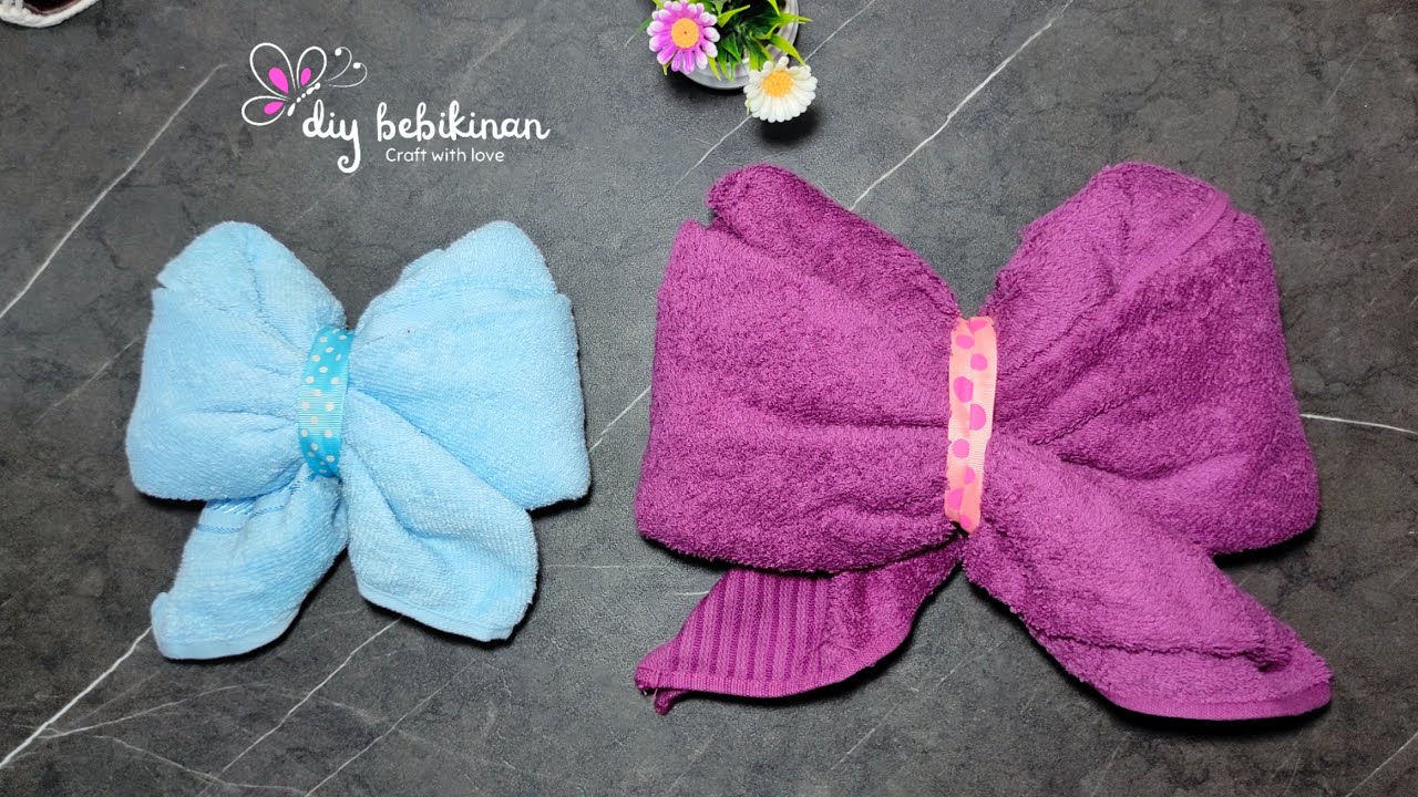 DIY Folding Towel Art / Easy Folding Towel Tutorial / Bow Towel - YouTube