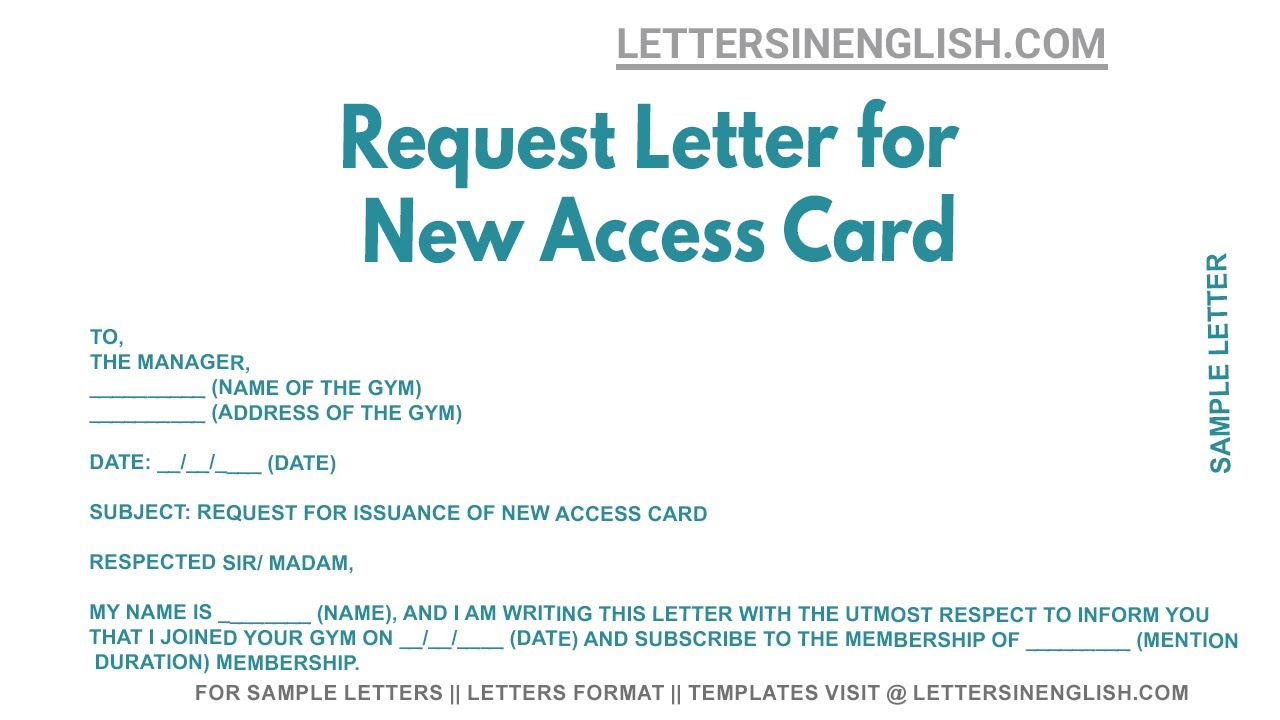 Request Letter for New Access Card - Letter Requesting for Issuance of ...