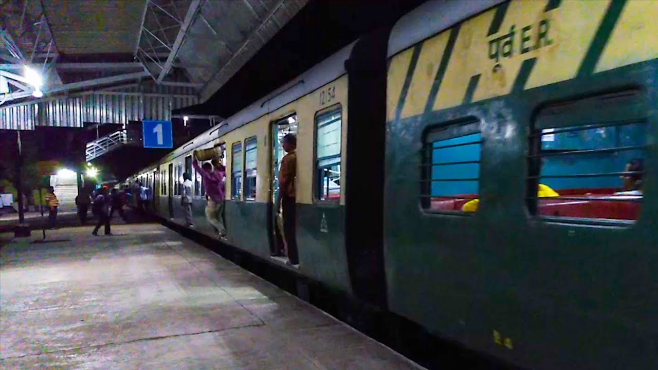 BEML + DEMU + 2 Old EMU Local Trains at night || Eastern Railway - YouTube