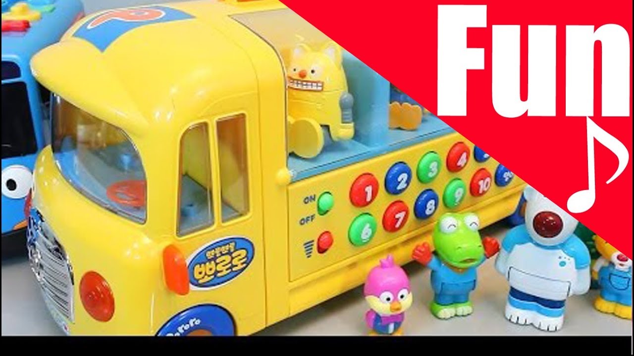 【Fun♬】Put on a Yellow School Bus Car Toy with Pororo For Kids - YouTube
