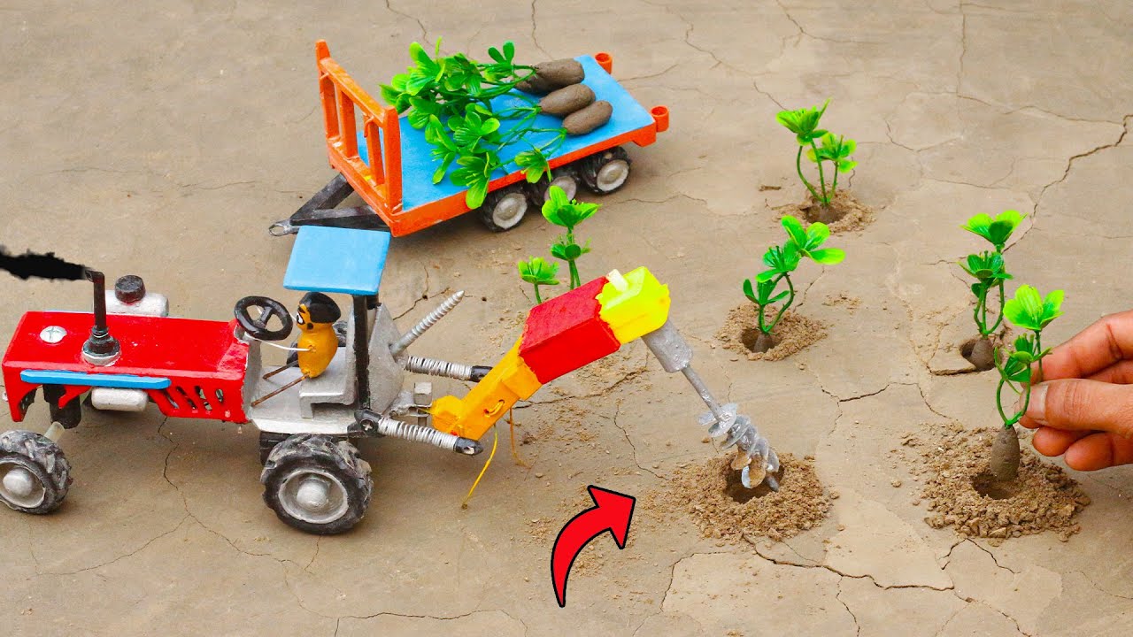 Diy tractor tree planting tree cutter machine | mini borewell drilling ...