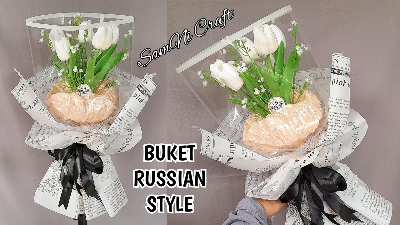 DIY Buket Bunga Tulip | Buket Russian Style Model Terbaru - YouTube