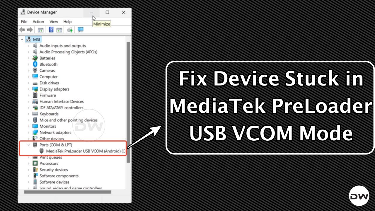Fix Device Stuck in MediaTek PreLoader USB VCOM Mode - YouTube