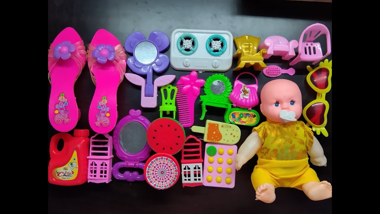 Little kitchen cooking set || barbie doll kitchen set - YouTube
