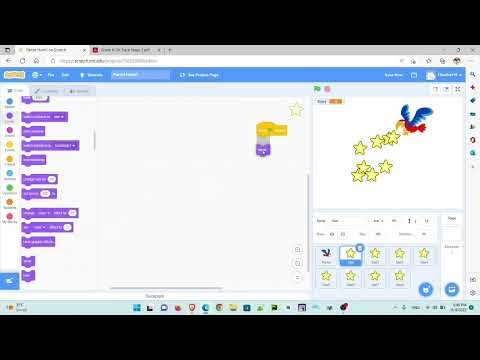 Scratch parrot star hunt using broadcast and sensing blocks - YouTube