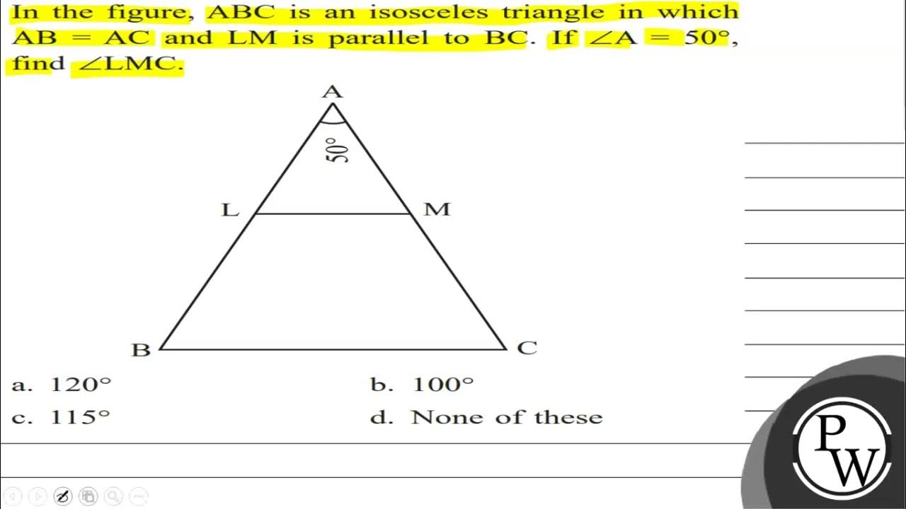 In the figure, \( \mathrm{ABC} \) is an isosceles triangle in which \( \mathrm{AB}=\mathrm{AC ...